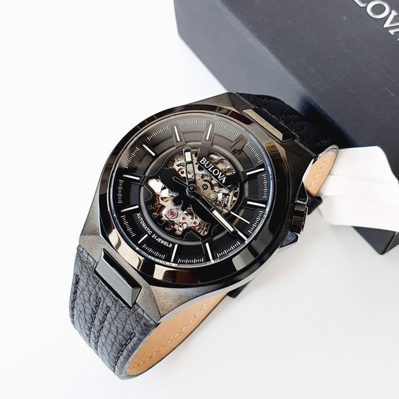 Bulova | Accessories | Bulova Skeleton Automatic Full Black Mens Watch ...